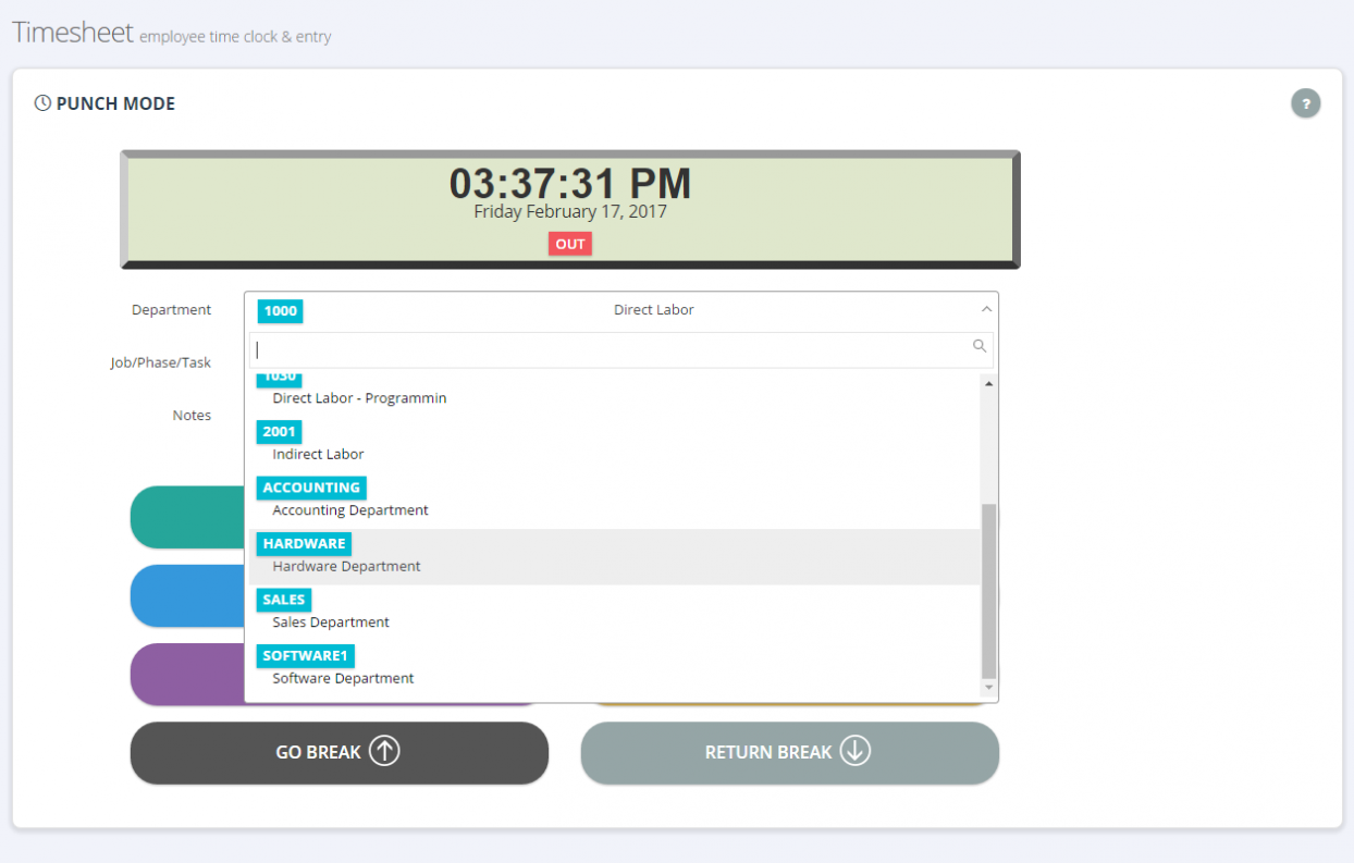 Departments and Project Tracking | On-Time Web