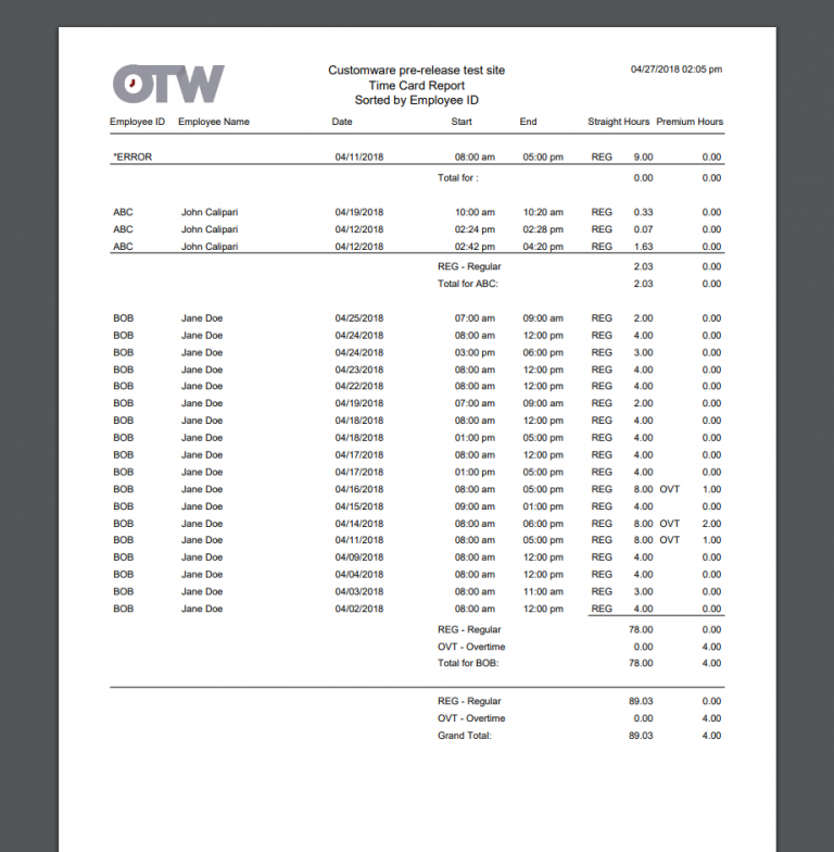 Reports - On-Time Web