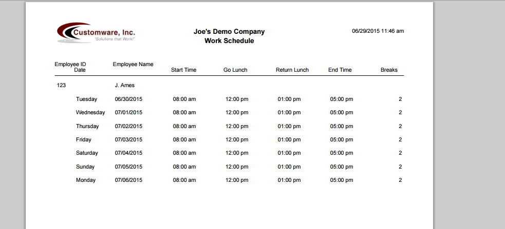 Employee Work Schedules | On-Time Web