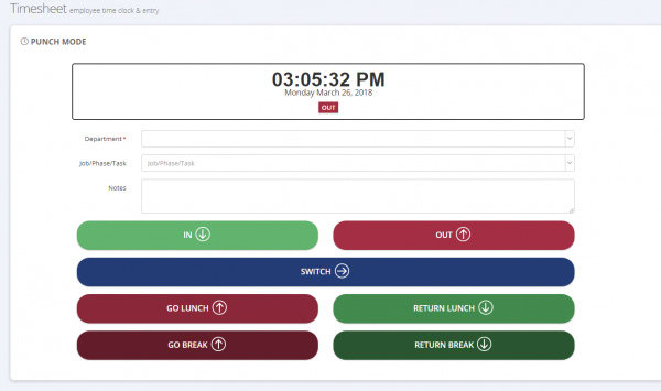 Employee Time Clock Mode - On-Time Web