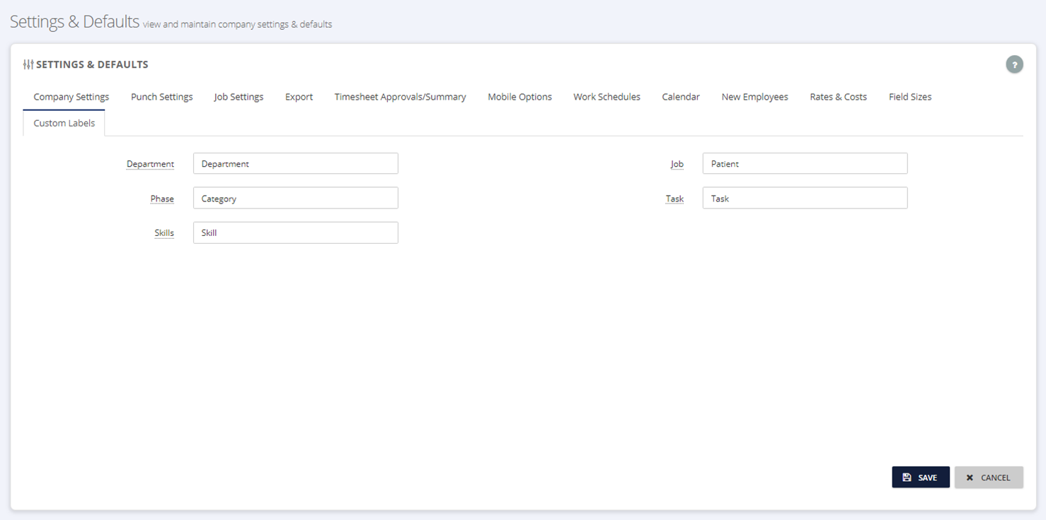 Customize On-Time Web With Custom Labels - On-Time Web